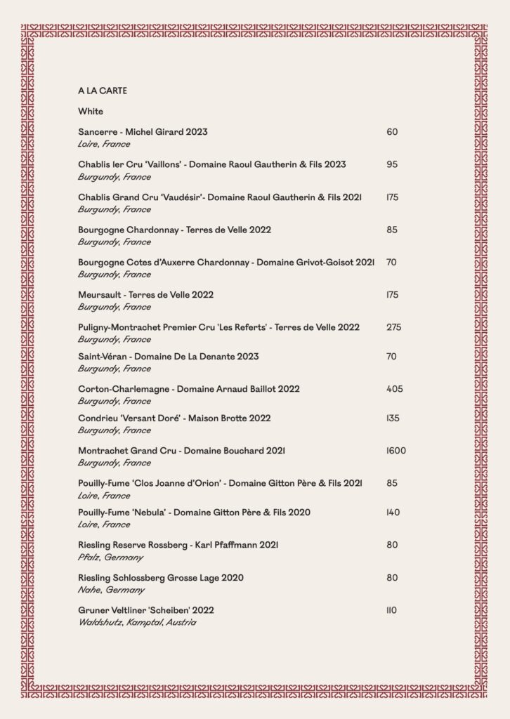 Menus - VENTUNO SKY LOUNGE