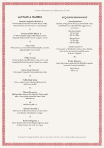 Menu's - VENTUNO SKY LOUNGE