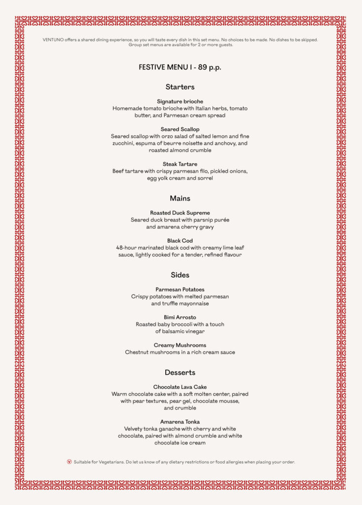 Menus - VENTUNO SKY LOUNGE